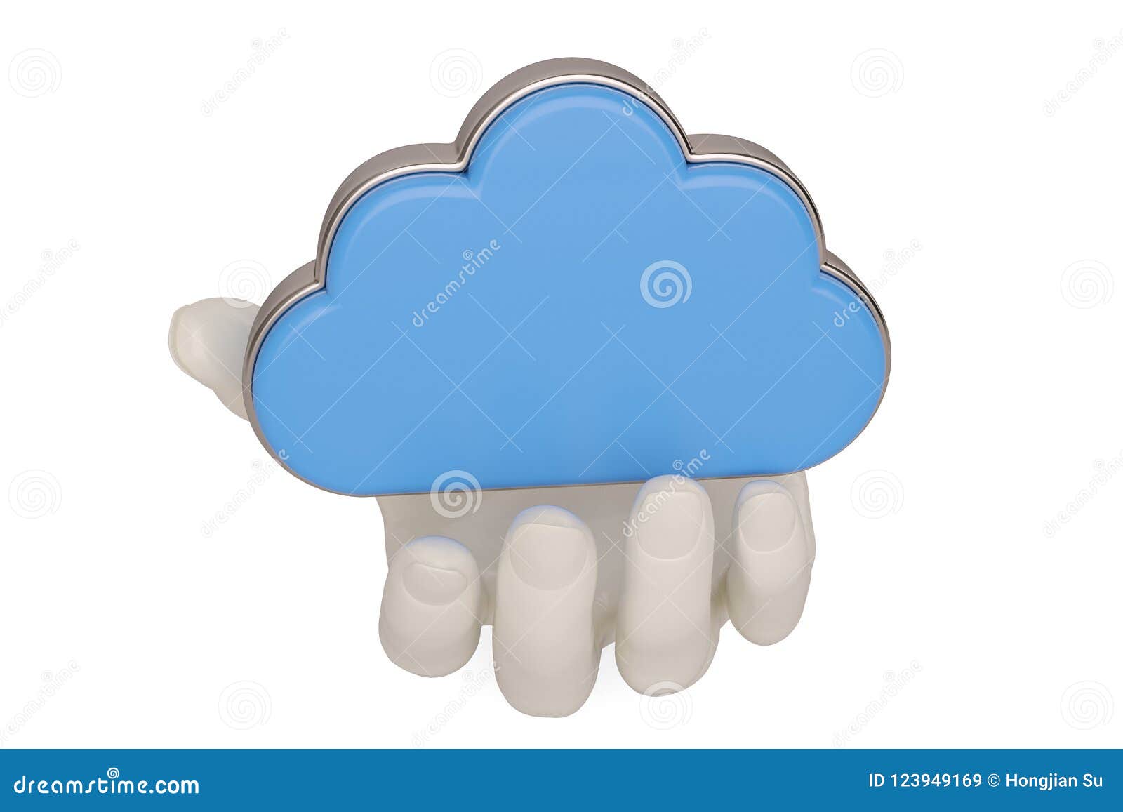 Hand with Cloud Icon on White Background.3D Illustration. Stock ...