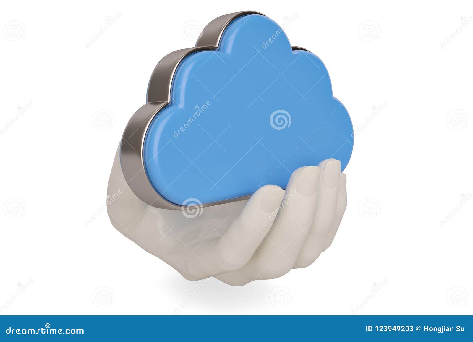Hand with Cloud Icon on White Background.3D Illustration. Stock ...