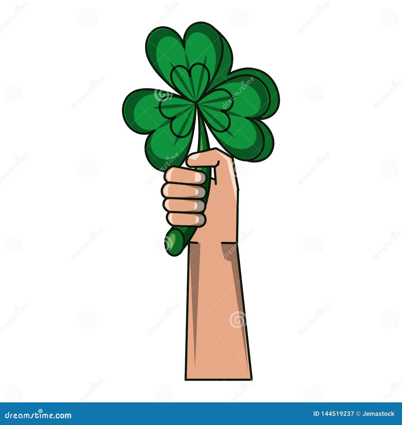 Hand clover irish cartoon stock vector. Illustration of luck - 144519237