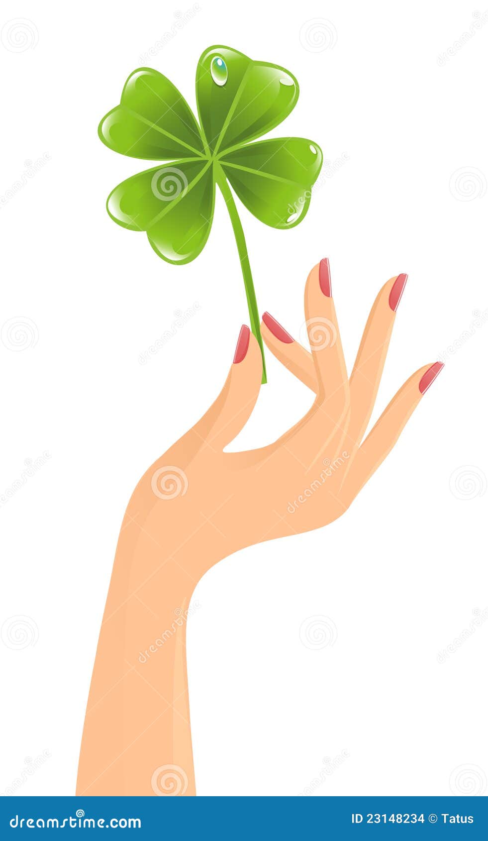 Hand with clover leaf stock vector. Illustration of drop - 23148234