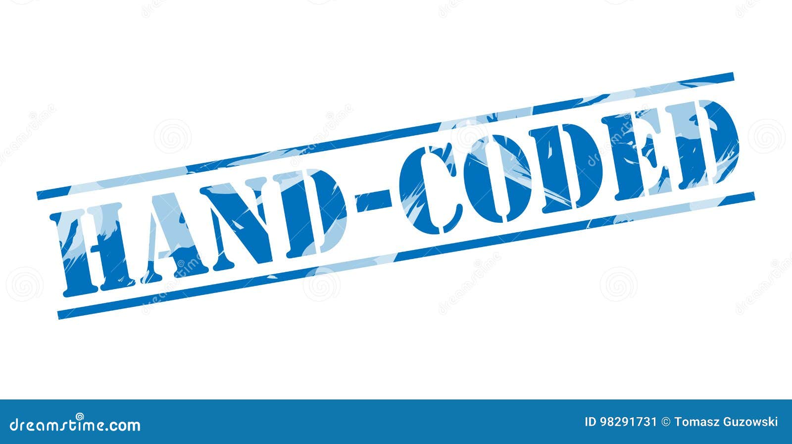 Hand coded blue stamp stock illustration. Illustration of background ...
