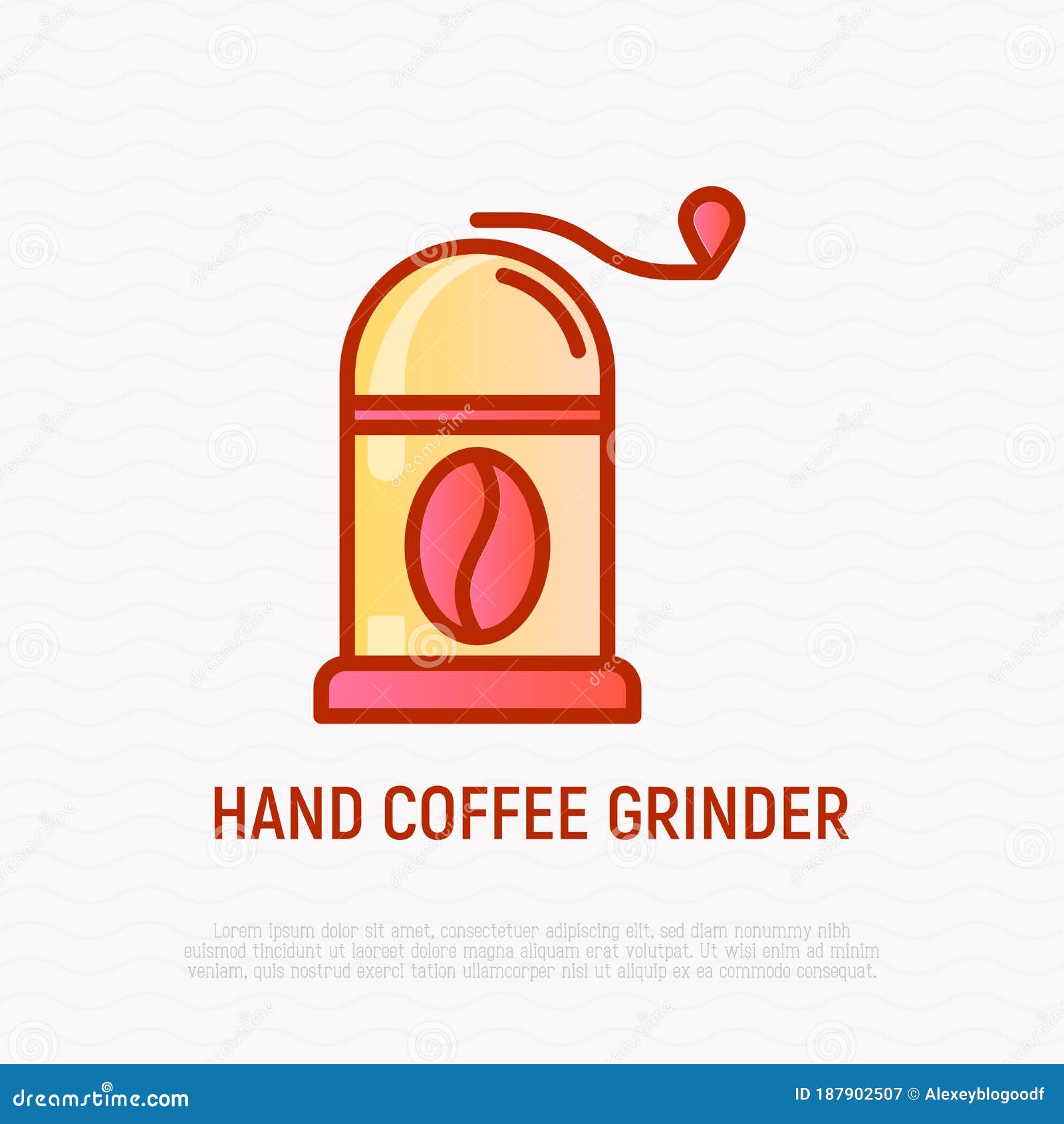 Hand Coffee Grinder with Coffee Bean Thin Line Icon. Modern Vector ...