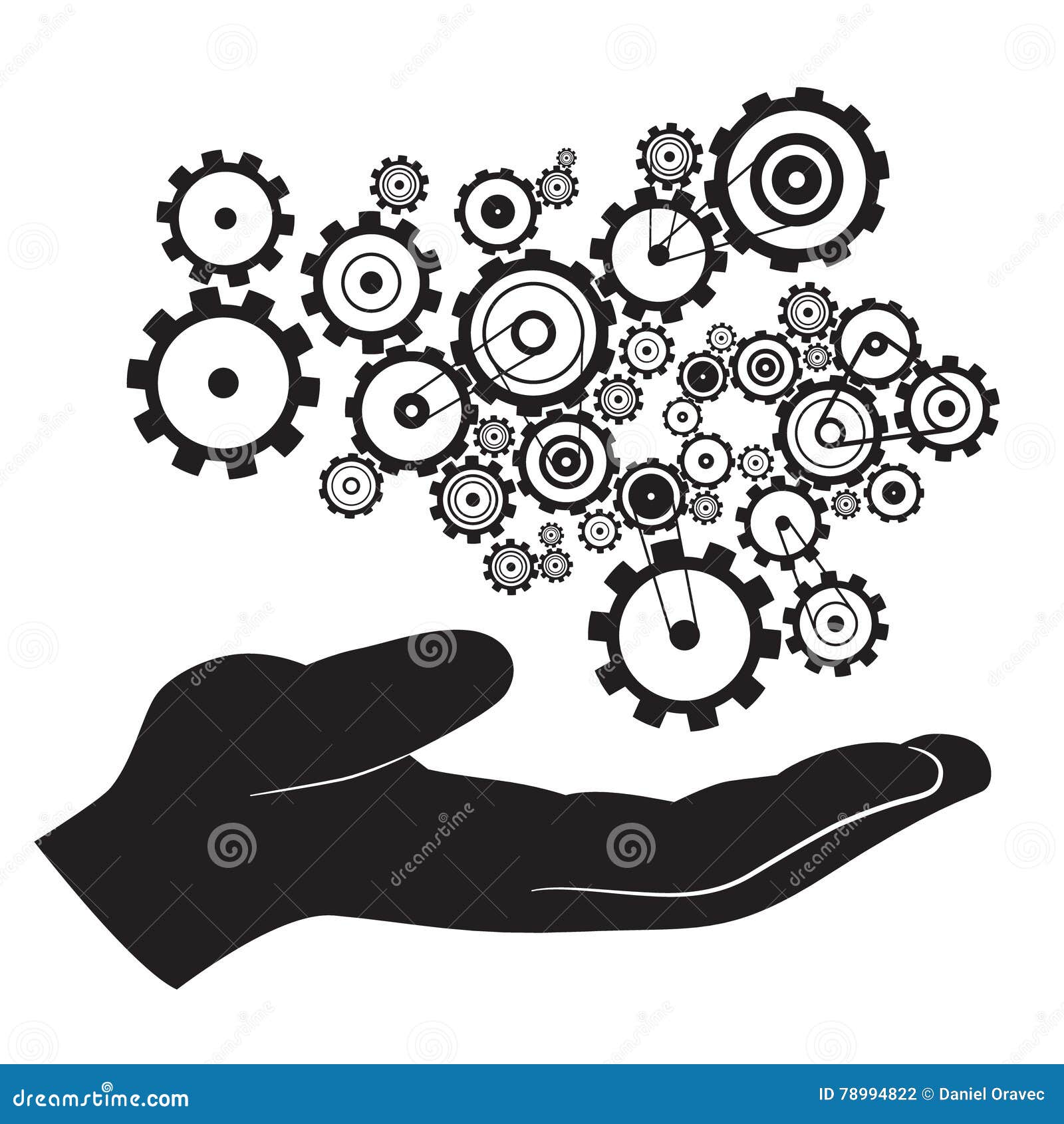 Hand with Cogs - Gears stock vector. Illustration of design - 78994822