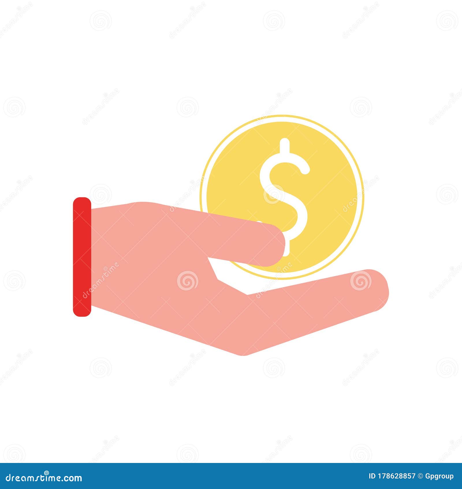 Hand with Coin As Donation Symbol Flat Style Icon Vector Design Stock ...