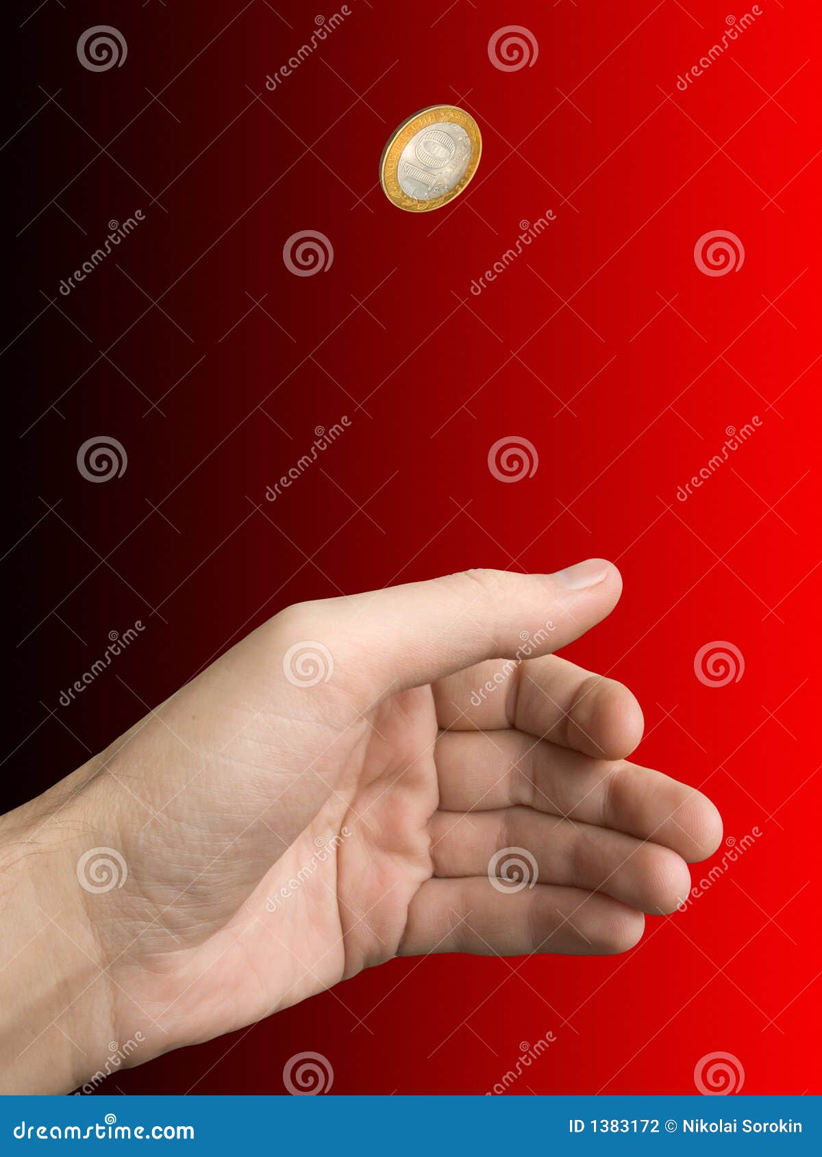 Hand and coin (choice) stock photo. Image of decisions - 1383172