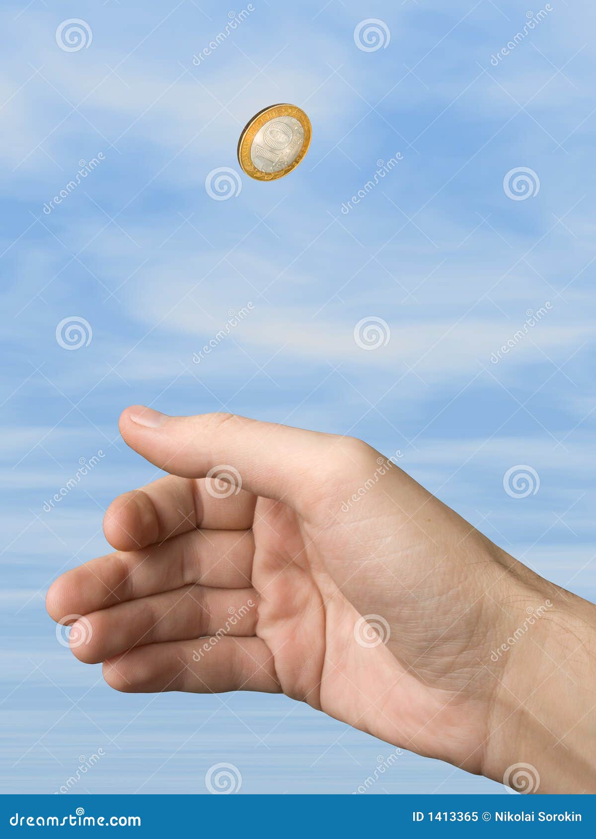 Hand and coin (choice) stock image. Image of decisions - 1413365
