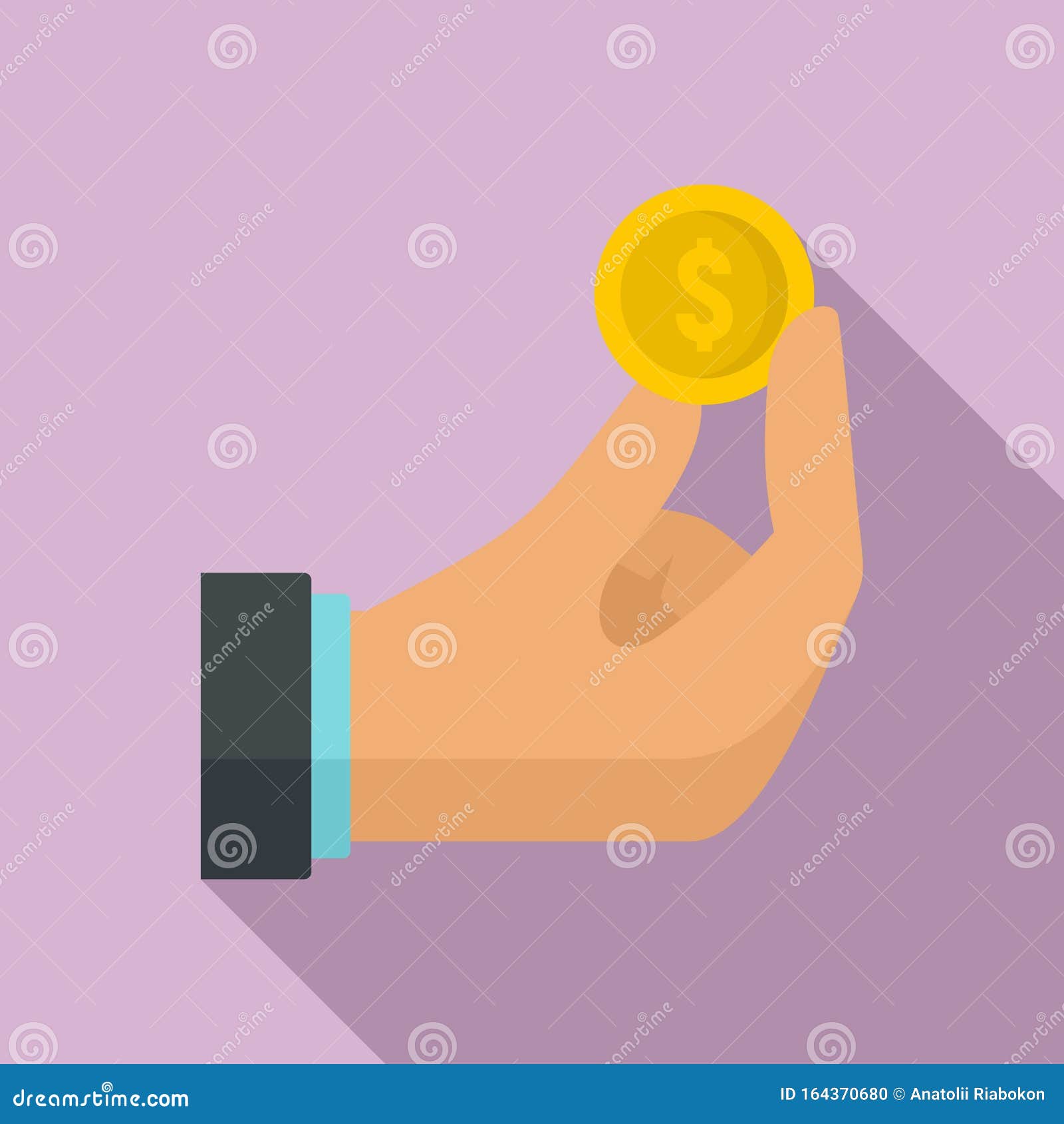 Hand Coin Donation Icon, Flat Style Stock Vector - Illustration of ...