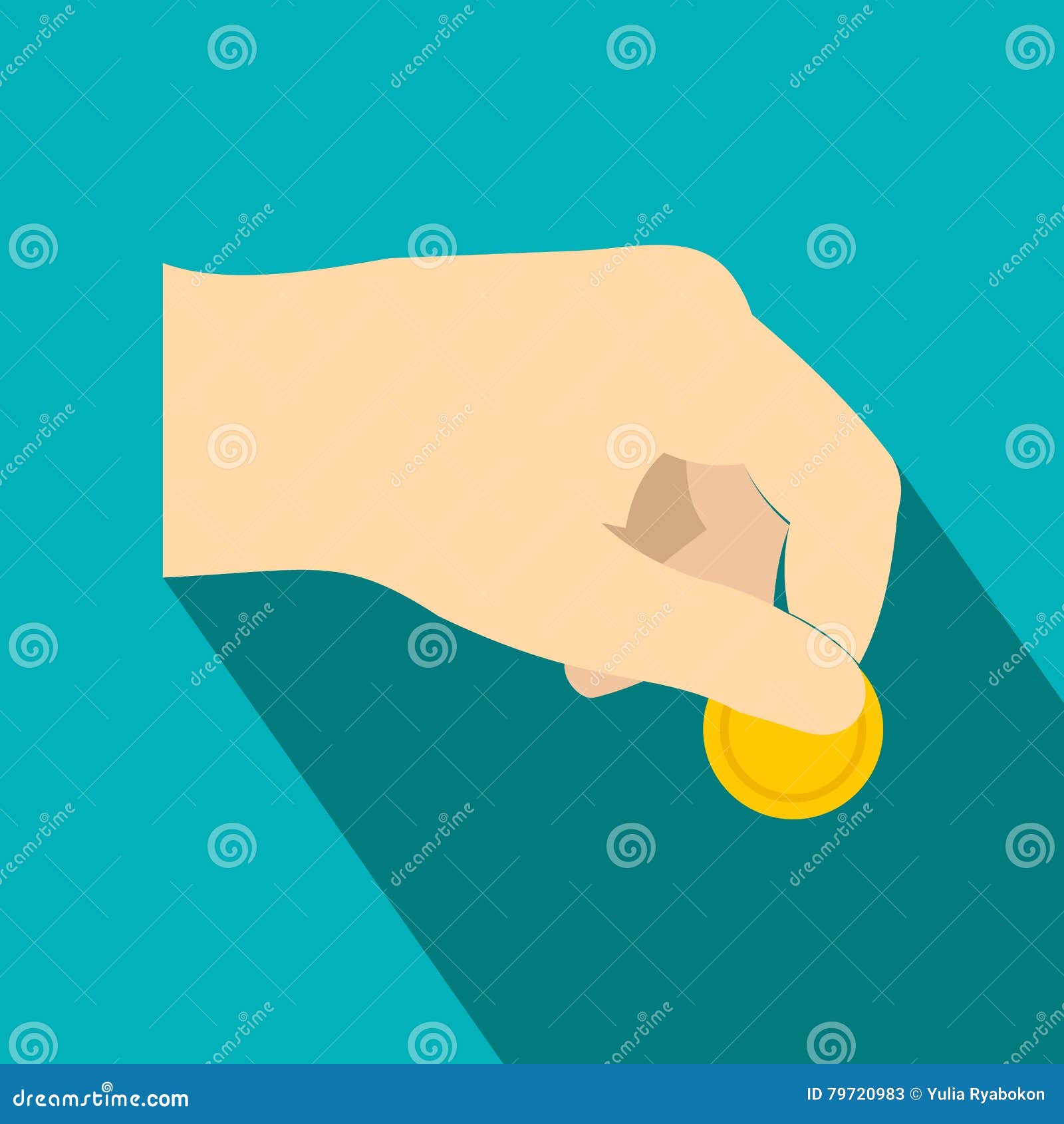 Hand with coin flat icon stock vector. Illustration of metal - 79720983