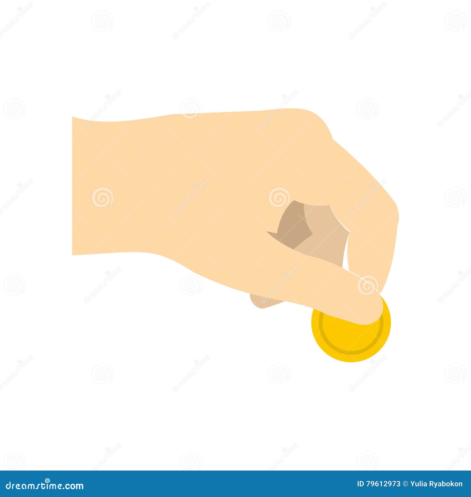Hand with coin flat icon stock vector. Illustration of currency - 79612973