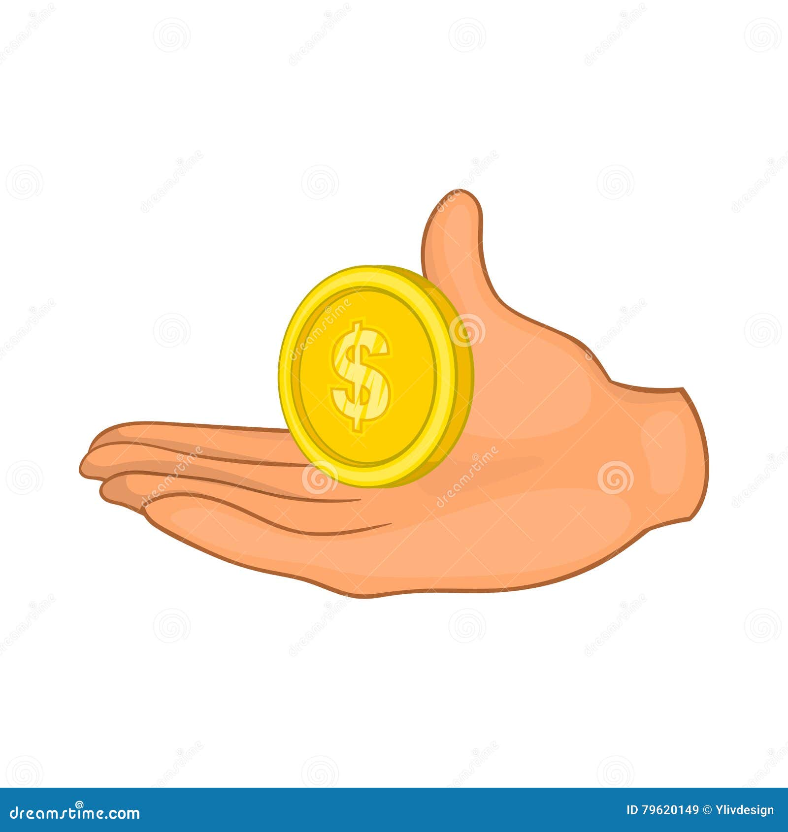 Hand with Coin Icon, Cartoon Style Stock Vector - Illustration of bank ...