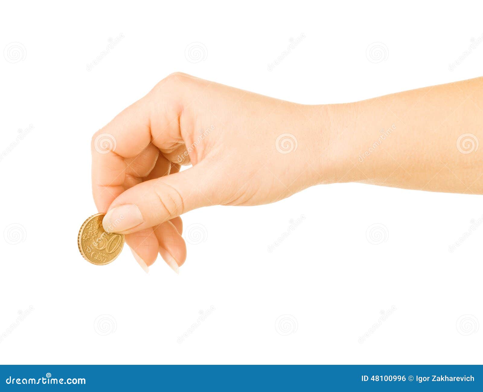 Hand with coin stock photo. Image of giving, finance - 48100996
