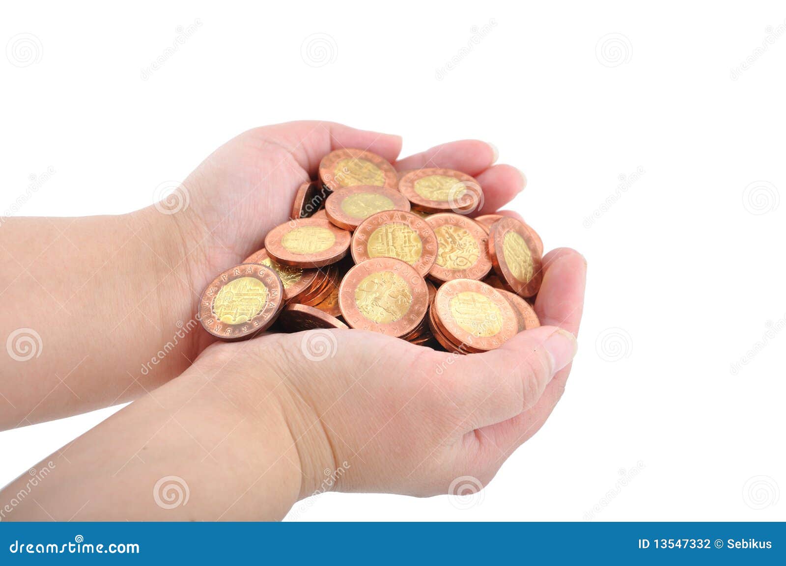 Hand and coins stock photo. Image of banknote, european - 13547332