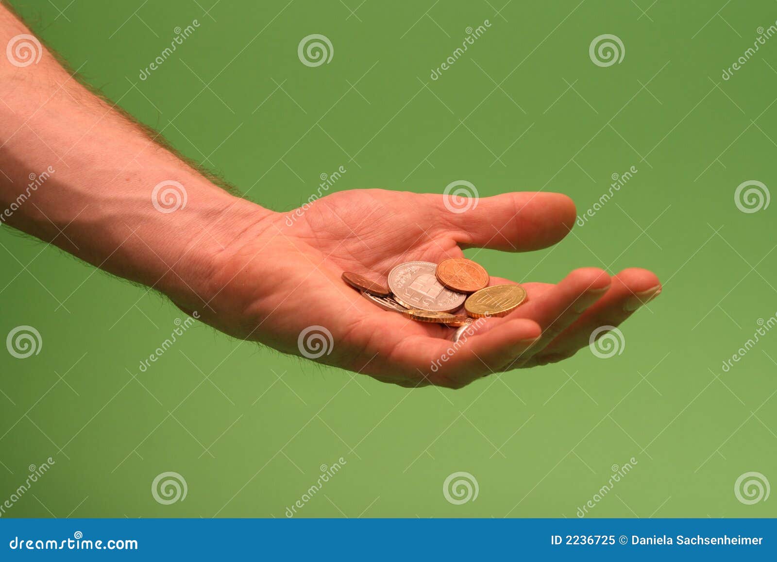 Hand with coins stock image. Image of investment, cent - 2236725
