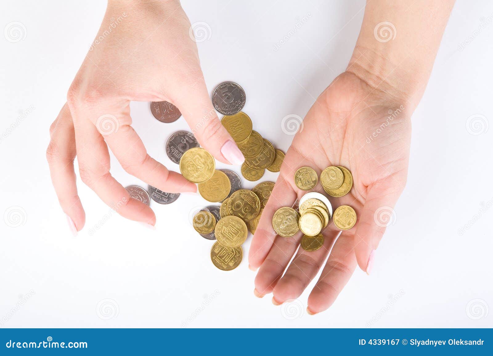 Hand with coins stock image. Image of isolated, form, idea - 4339167