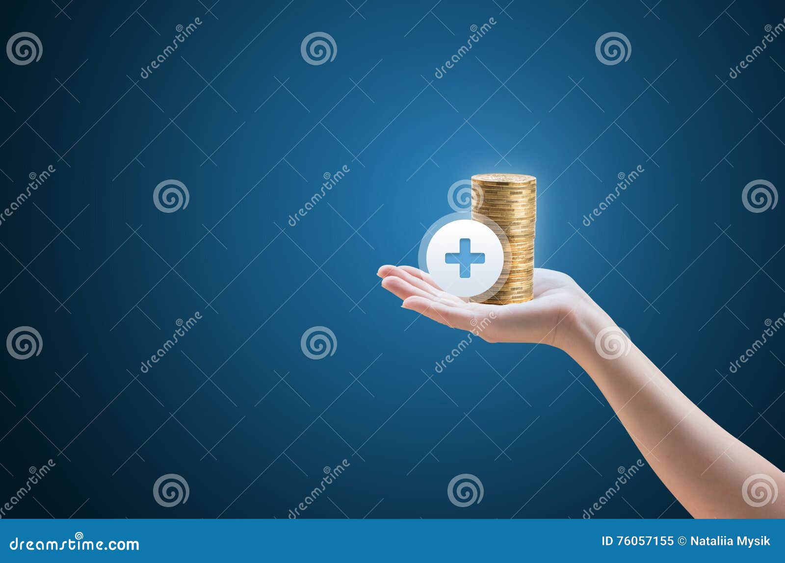 Hand Coins And The Icon With The Plus Sign Royalty-Free Stock Photo ...