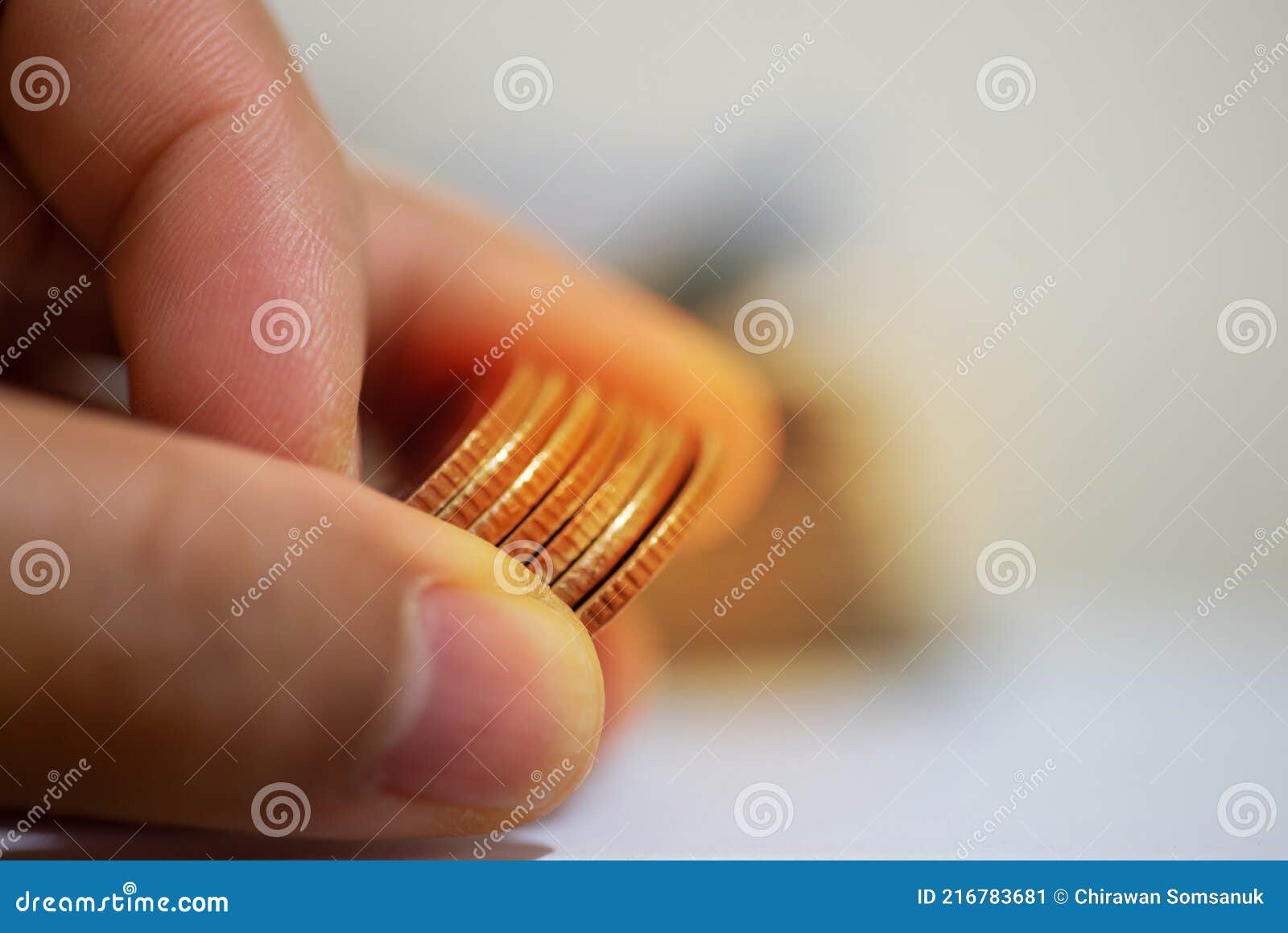 Hand with Coins in Saving Money Stock Image - Image of hold, closeup ...