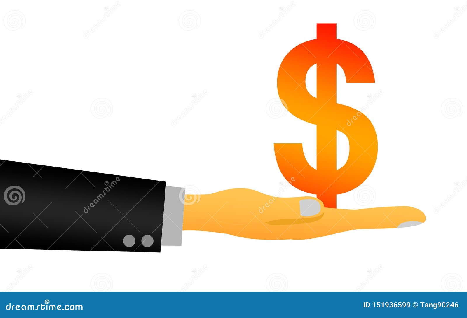 Hand with Coins Symbol Isolated Stock Illustration - Illustration of ...