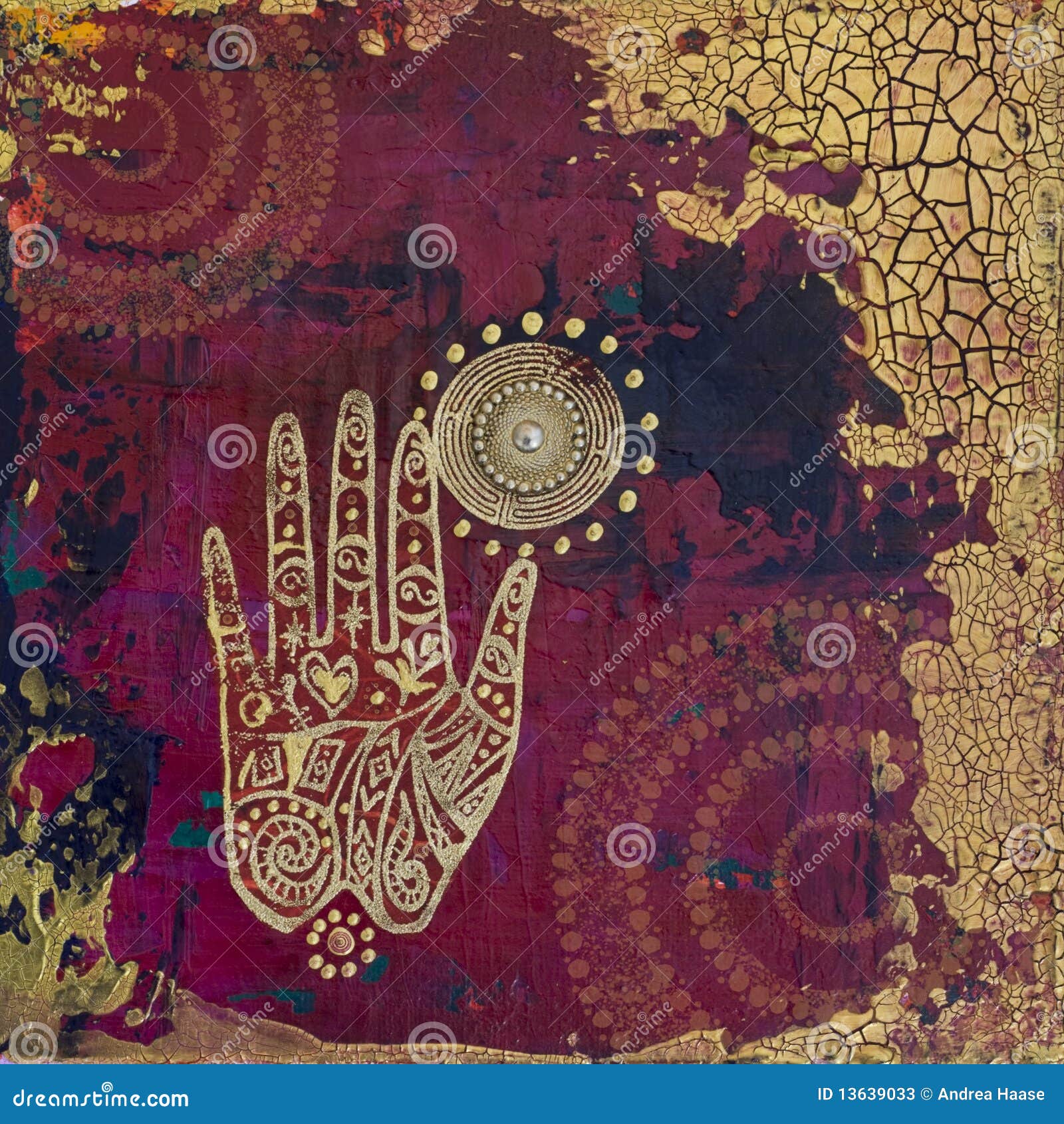 Hand collage artwork stock illustration. Illustration of gold - 13639033