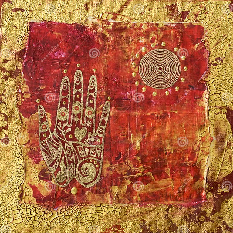 Hand collage artwork stock illustration. Illustration of acrylic - 13773632
