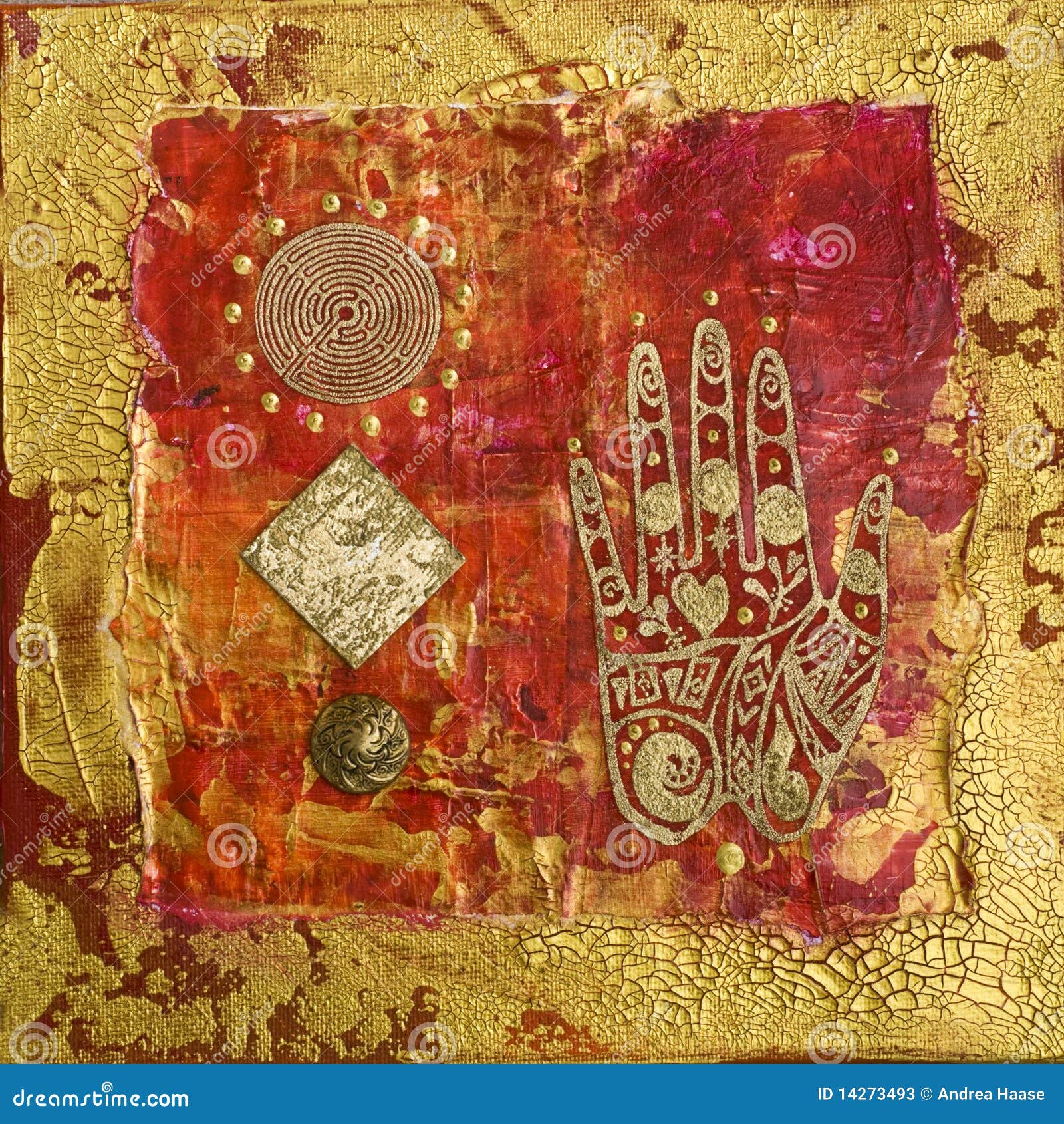 Hand collage artwork stock illustration. Illustration of gold - 14273493