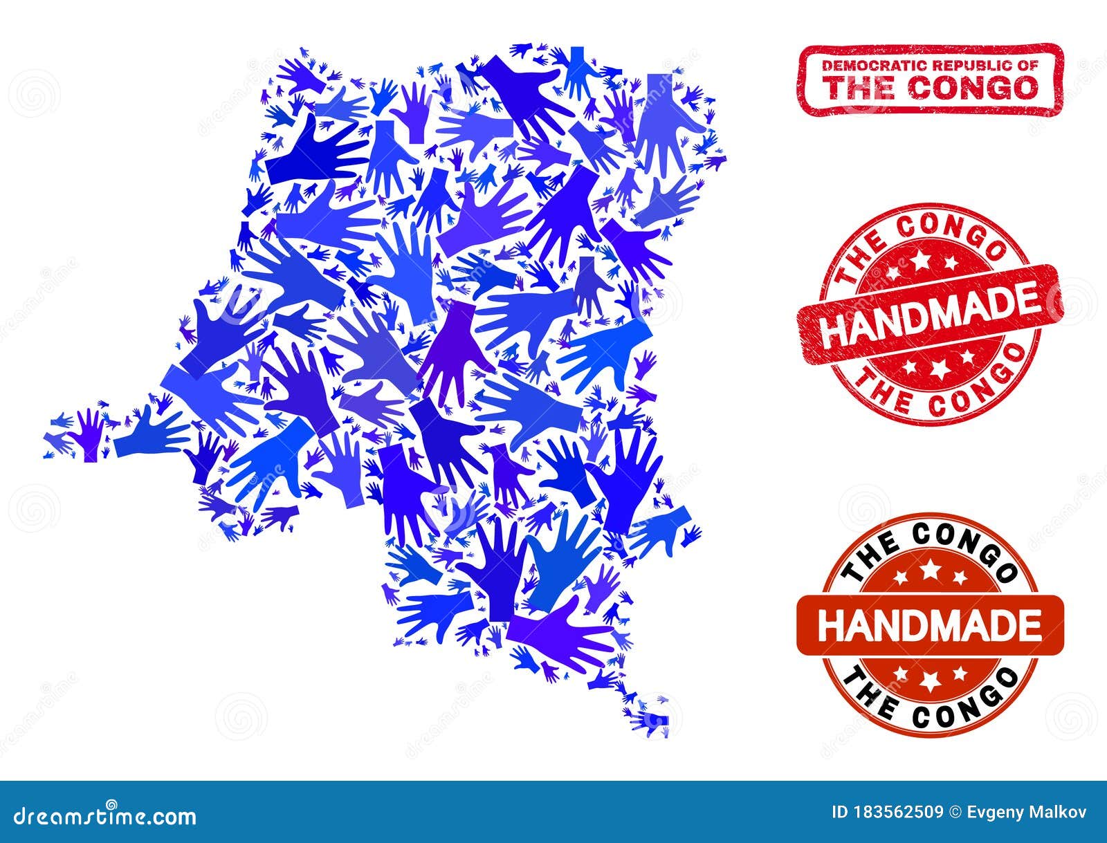 Hand Collage of Democratic Republic of the Congo Map and Scratched ...