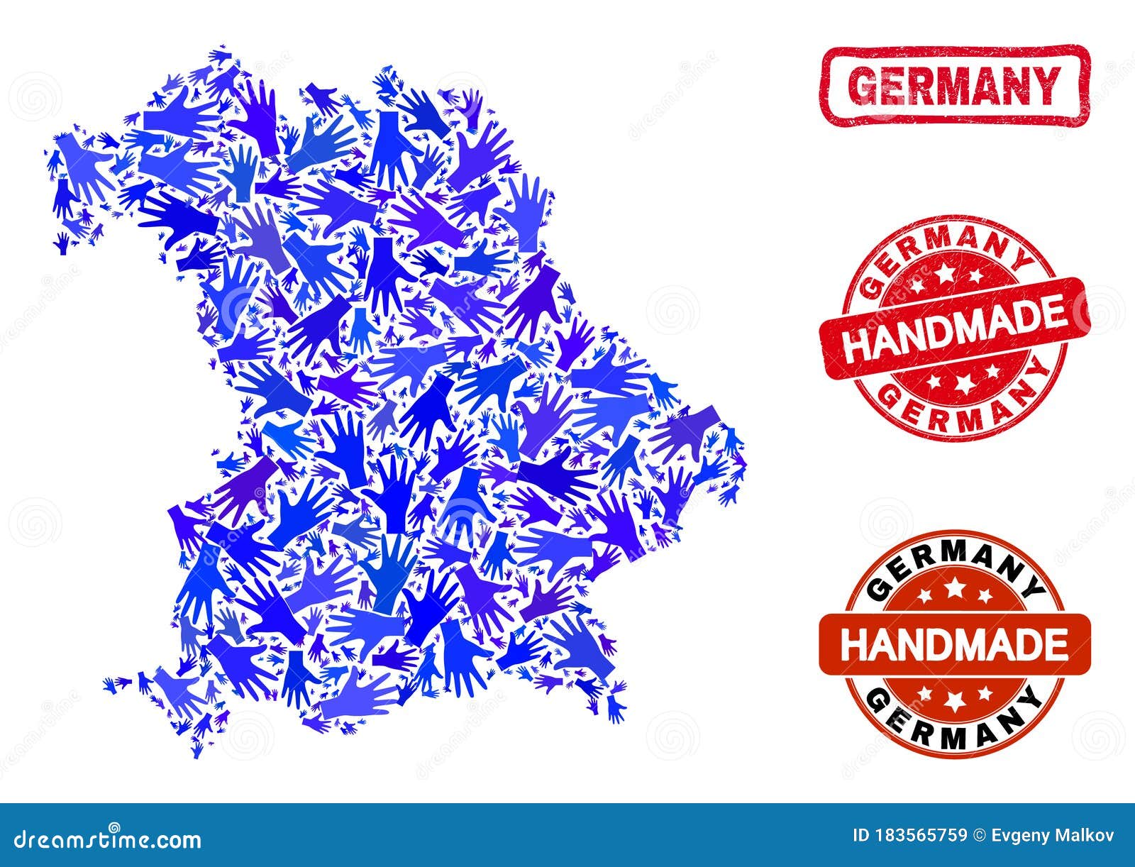Hand Collage of Germany Map and Scratched Handmade Seals Stock Vector ...