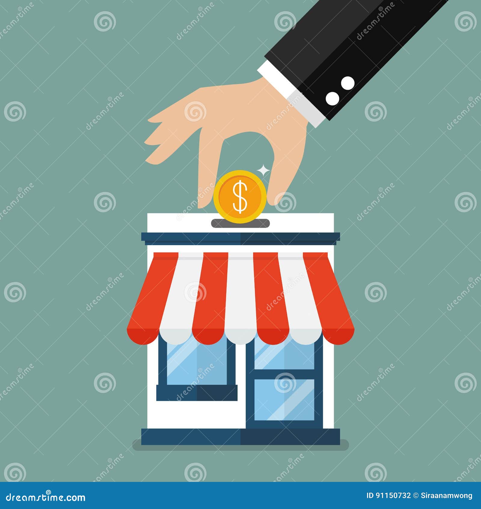 Hand Collect the Money in Shop Store Stock Vector - Illustration of ...