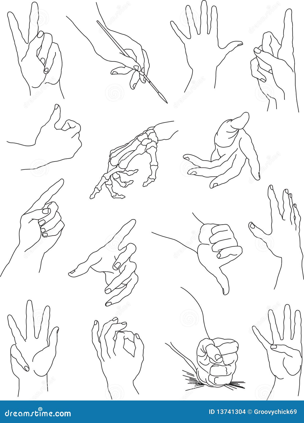 Hand Collection stock vector. Illustration of numerals - 13741304