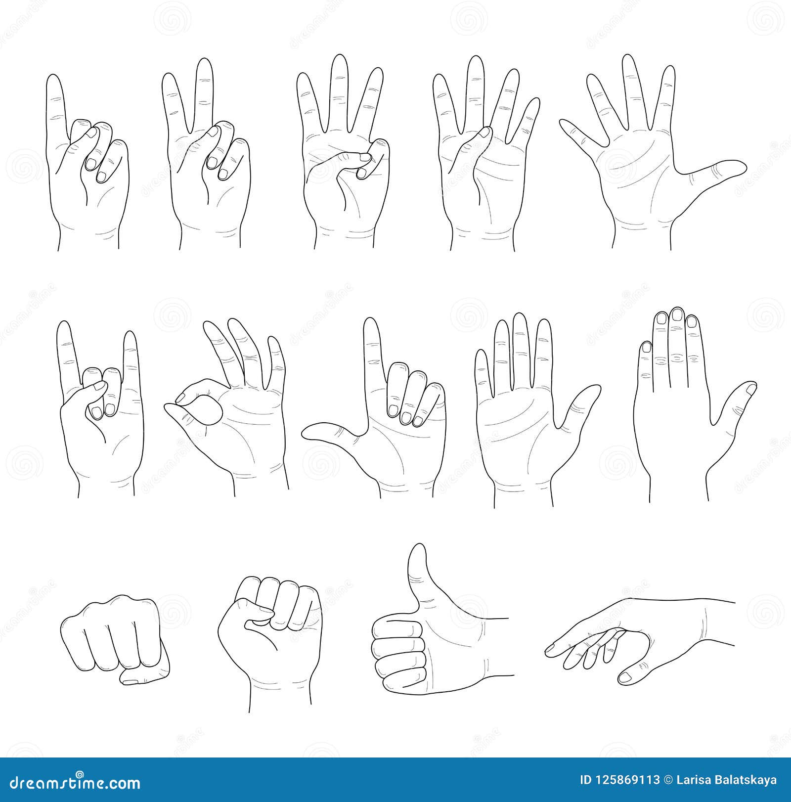 Set Of Realistic Gestures Hand Shape Vector Illustration ... Set Of Realistic Gestures Hand Shape Vector Illustration ...