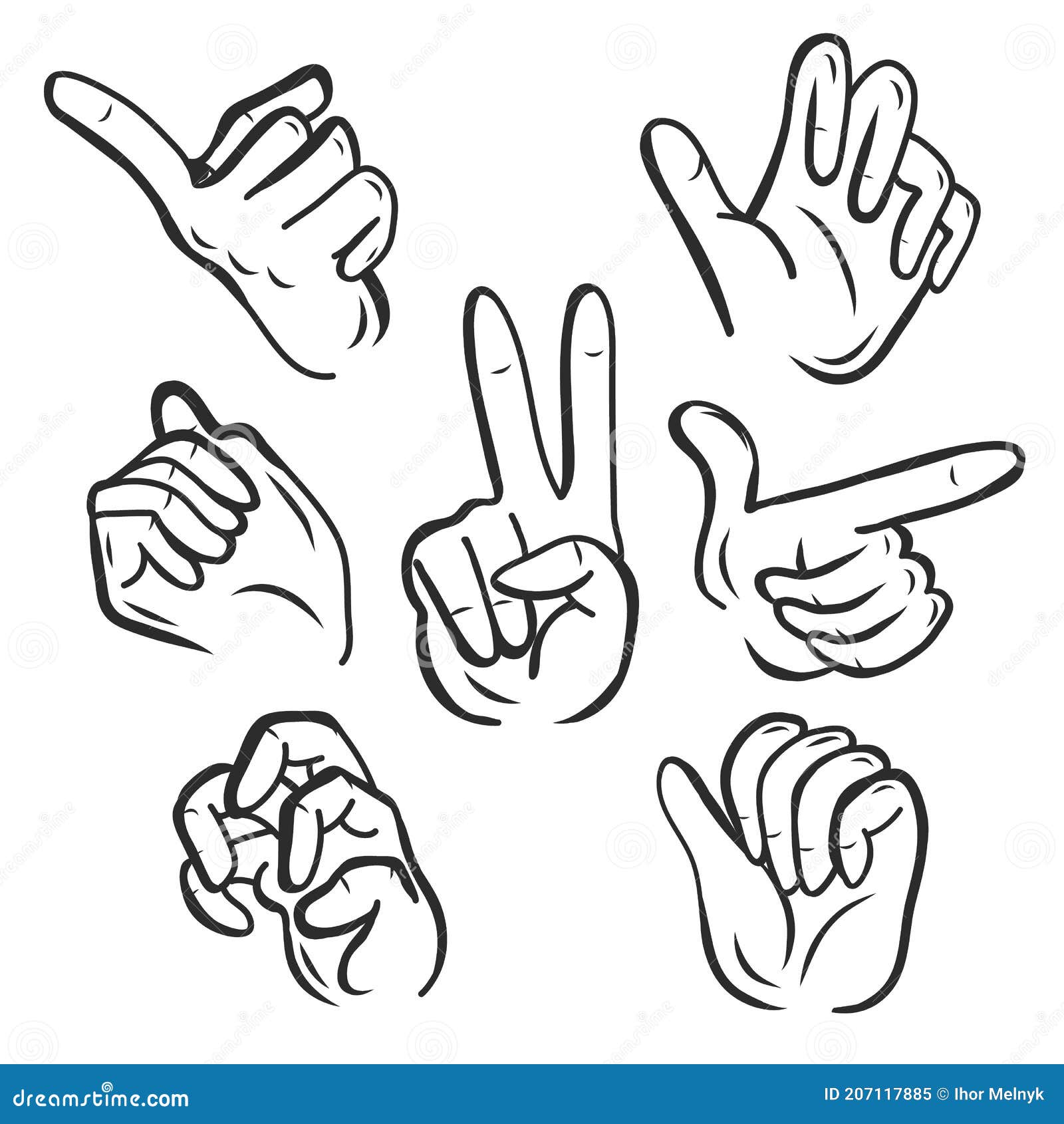 Hand collection. Vector stock illustration. Illustration of touch ...