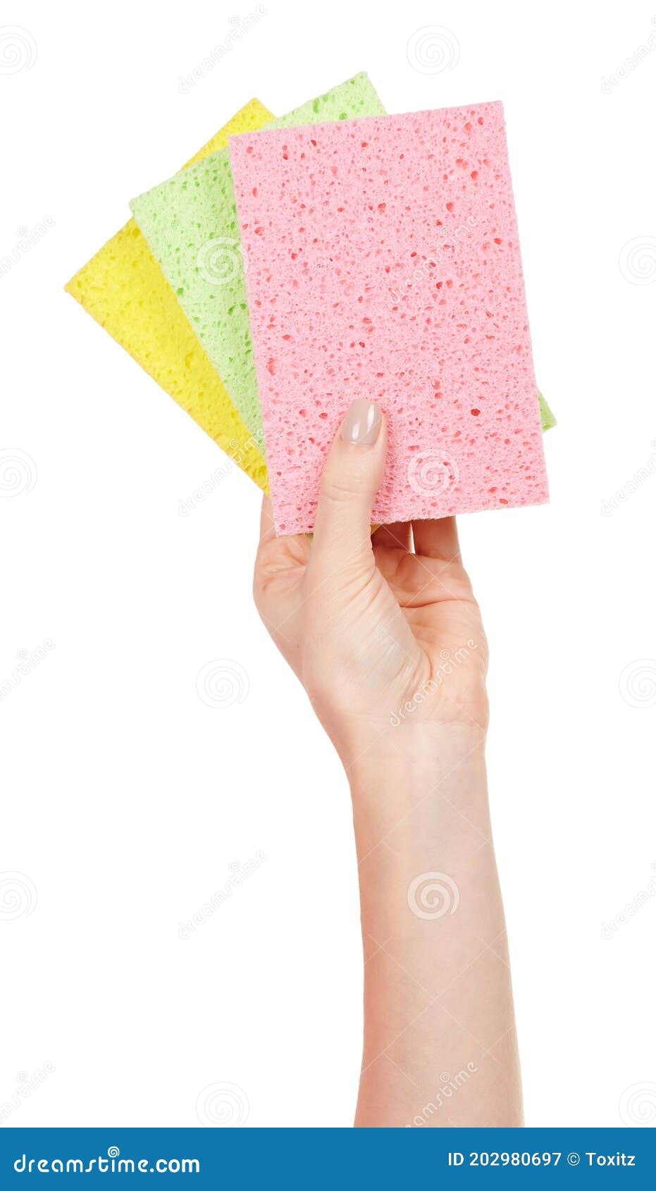 Hand with Colored Cleaning Rag Isolated on White Background Stock Image ...