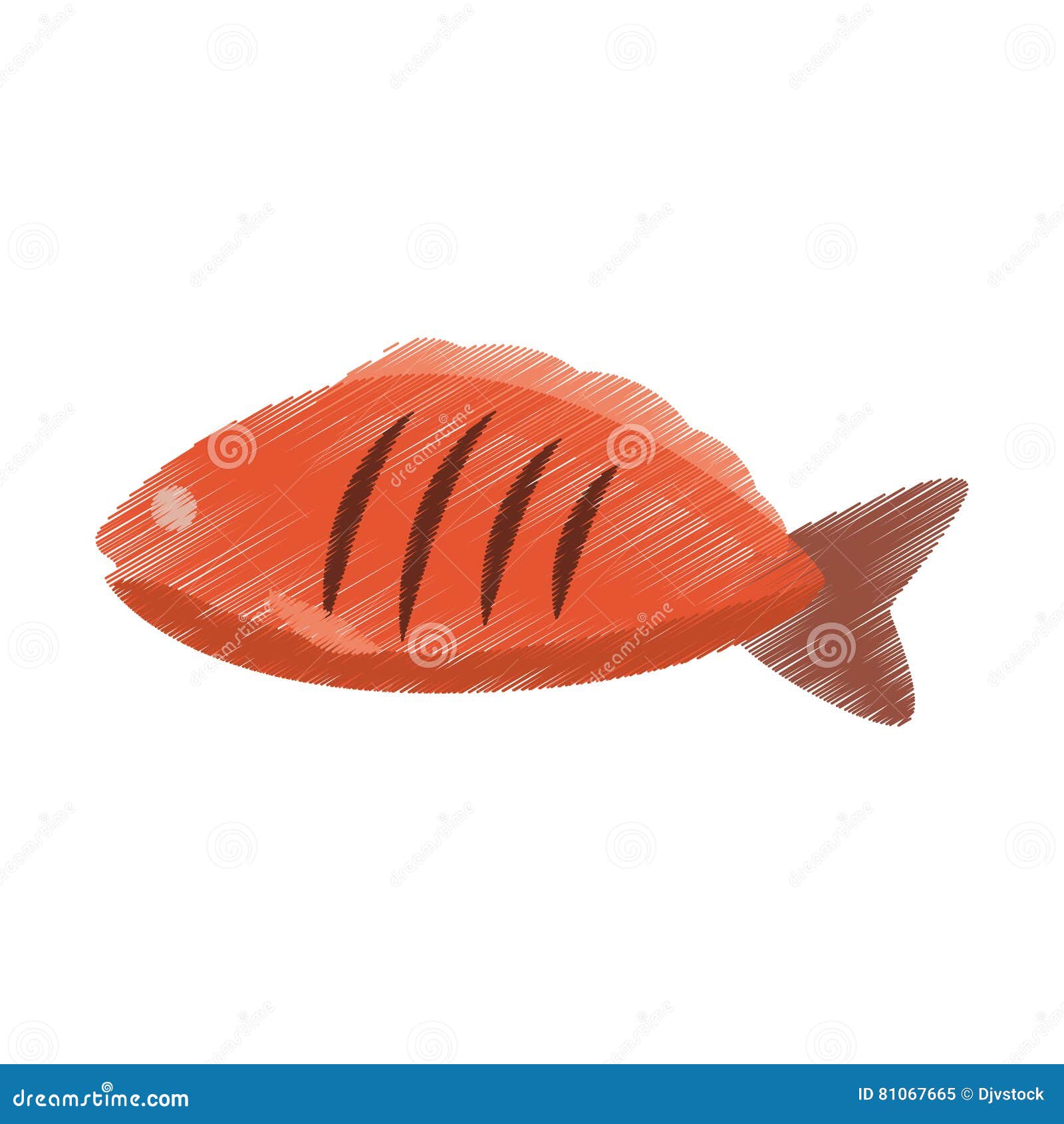 Hand Colored Drawing Fish Icon Stock Vector - Illustration of ...