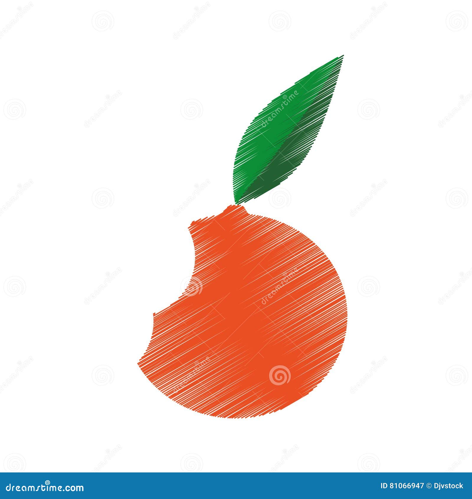Hand Colored Drawing Orange Bite Icon Stock Vector - Illustration of ...