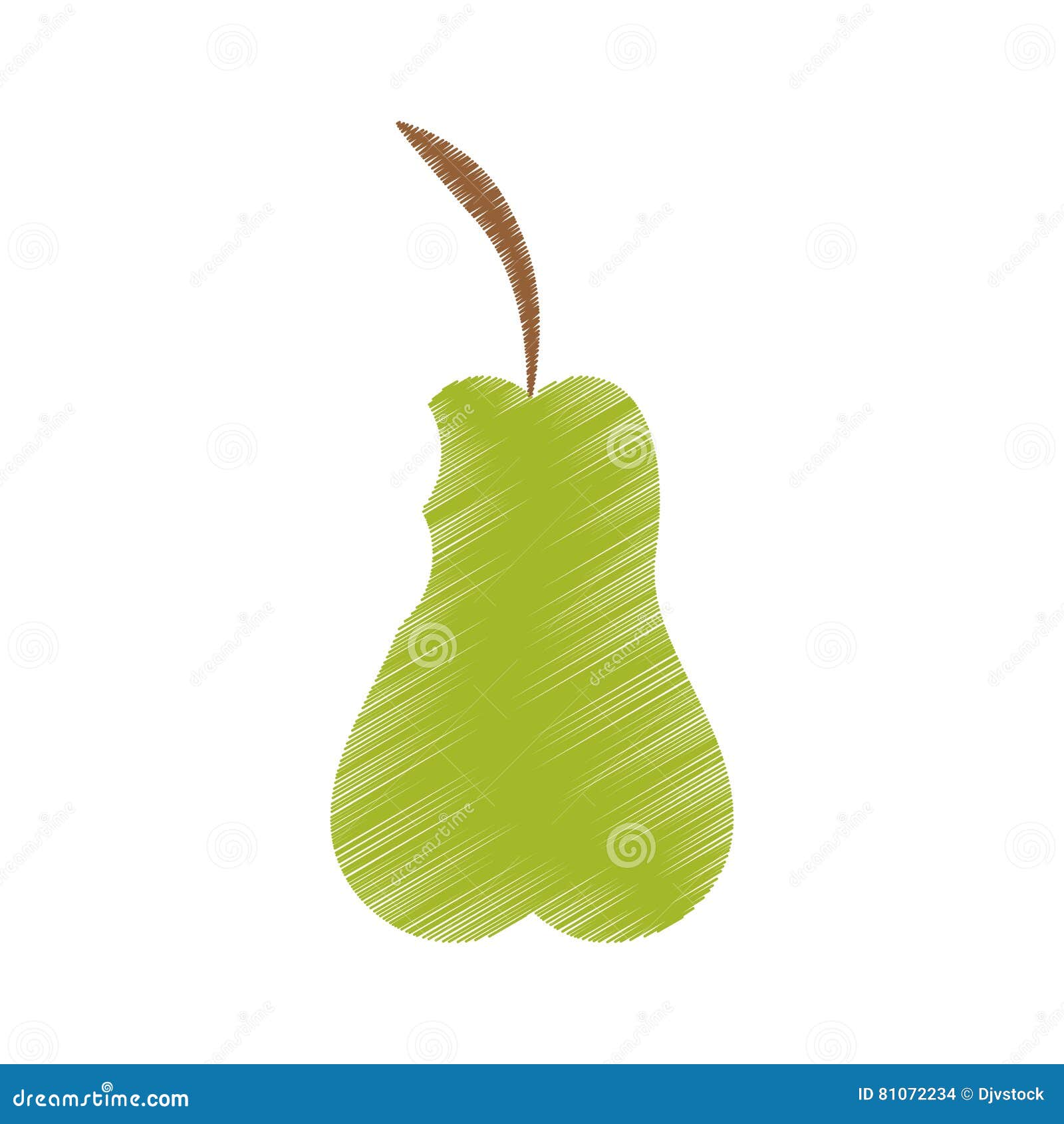 Hand Colored Drawing Pear Bite Icon Stock Vector - Illustration of ...