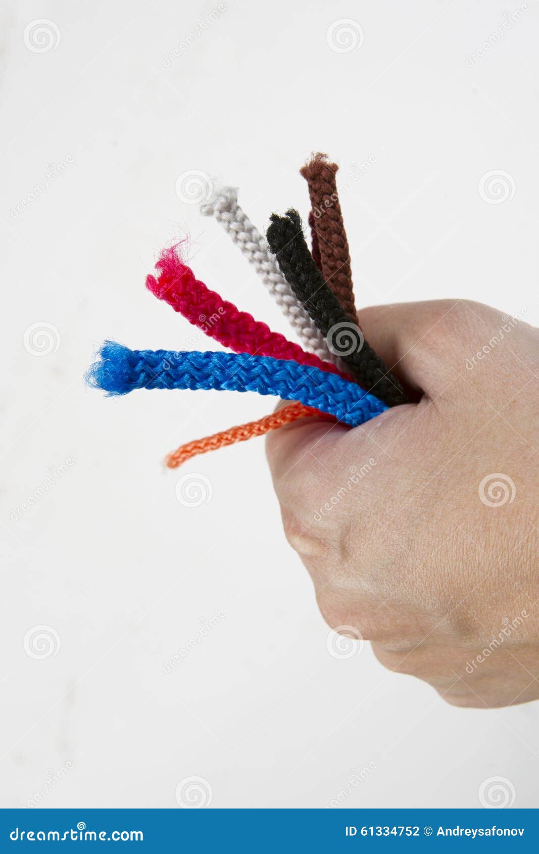 Hand with the Colored End of the Rope Stock Photo - Image of knitting ...