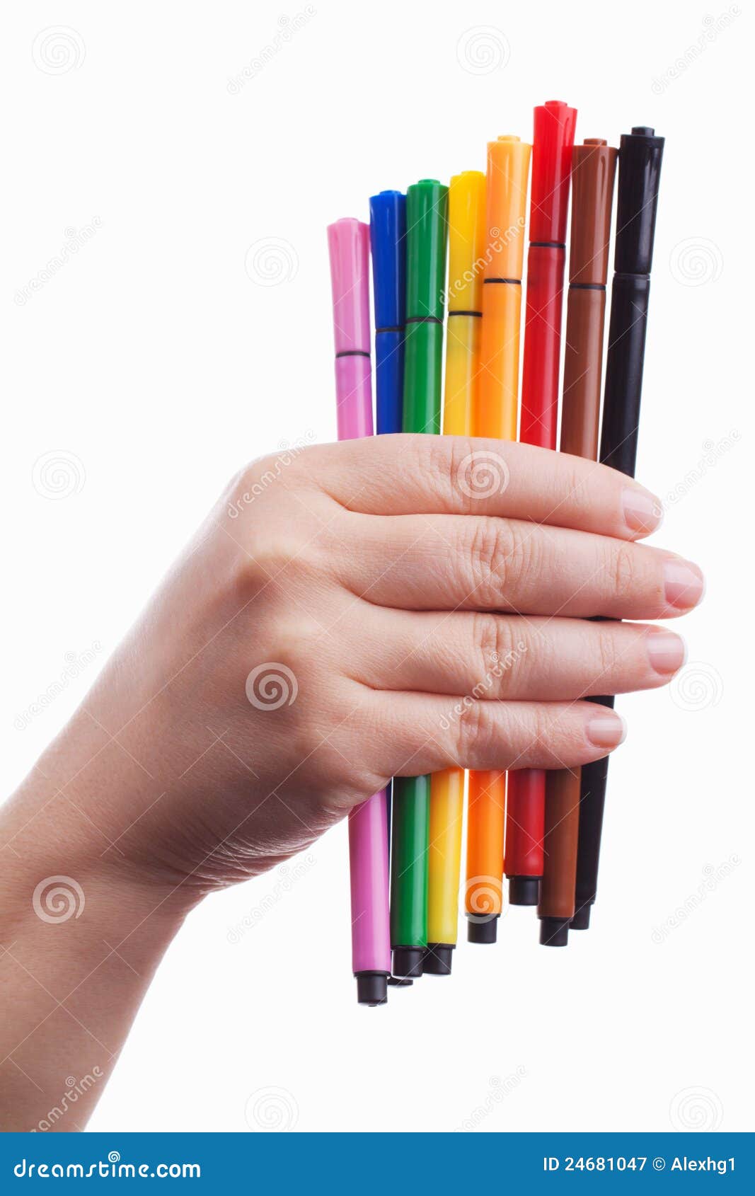 Hand with colorful pens stock image. Image of paint, concept - 24681047