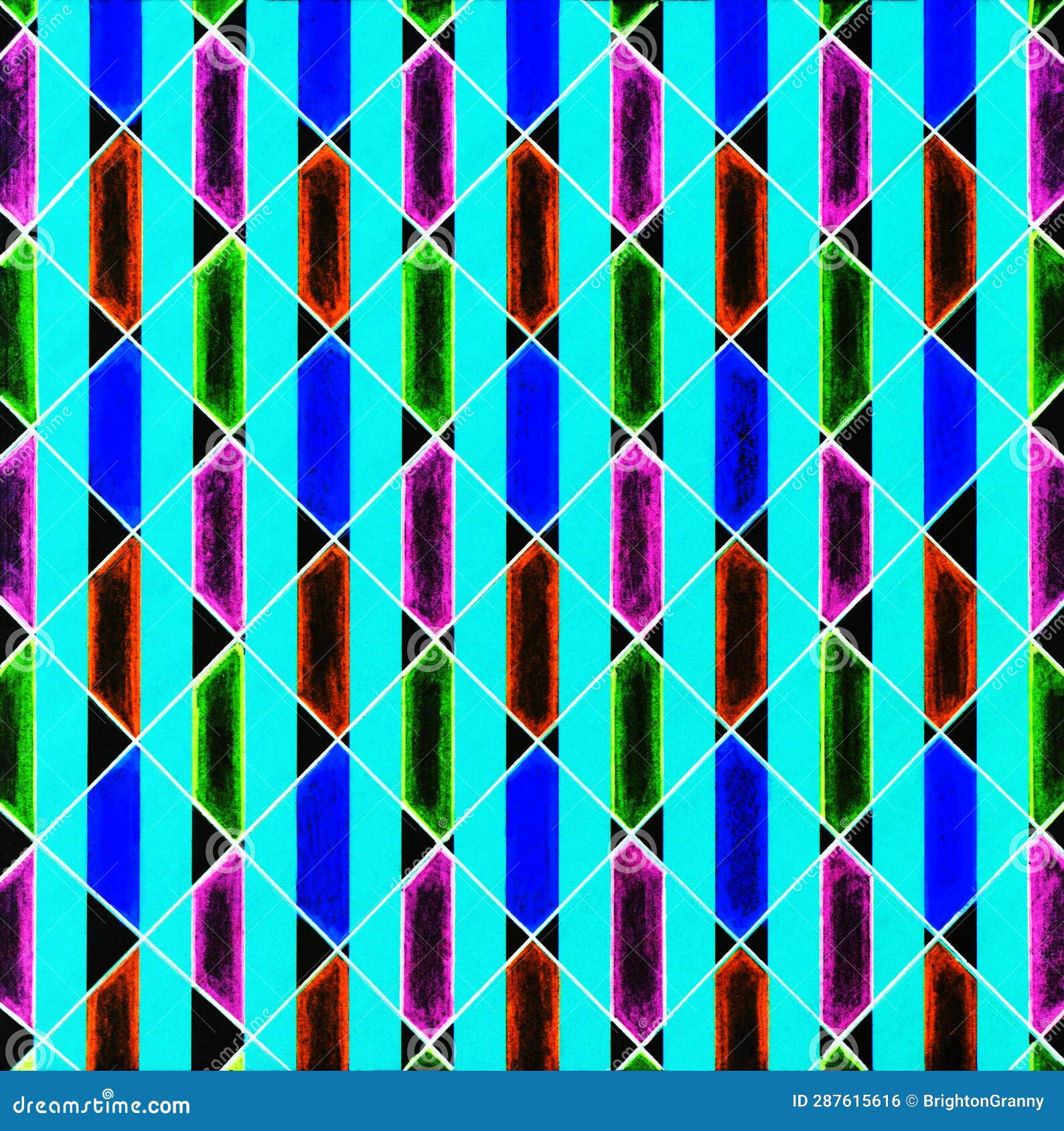 A Hand Coloured Line and Diamond Pattern. Stock Illustration ...