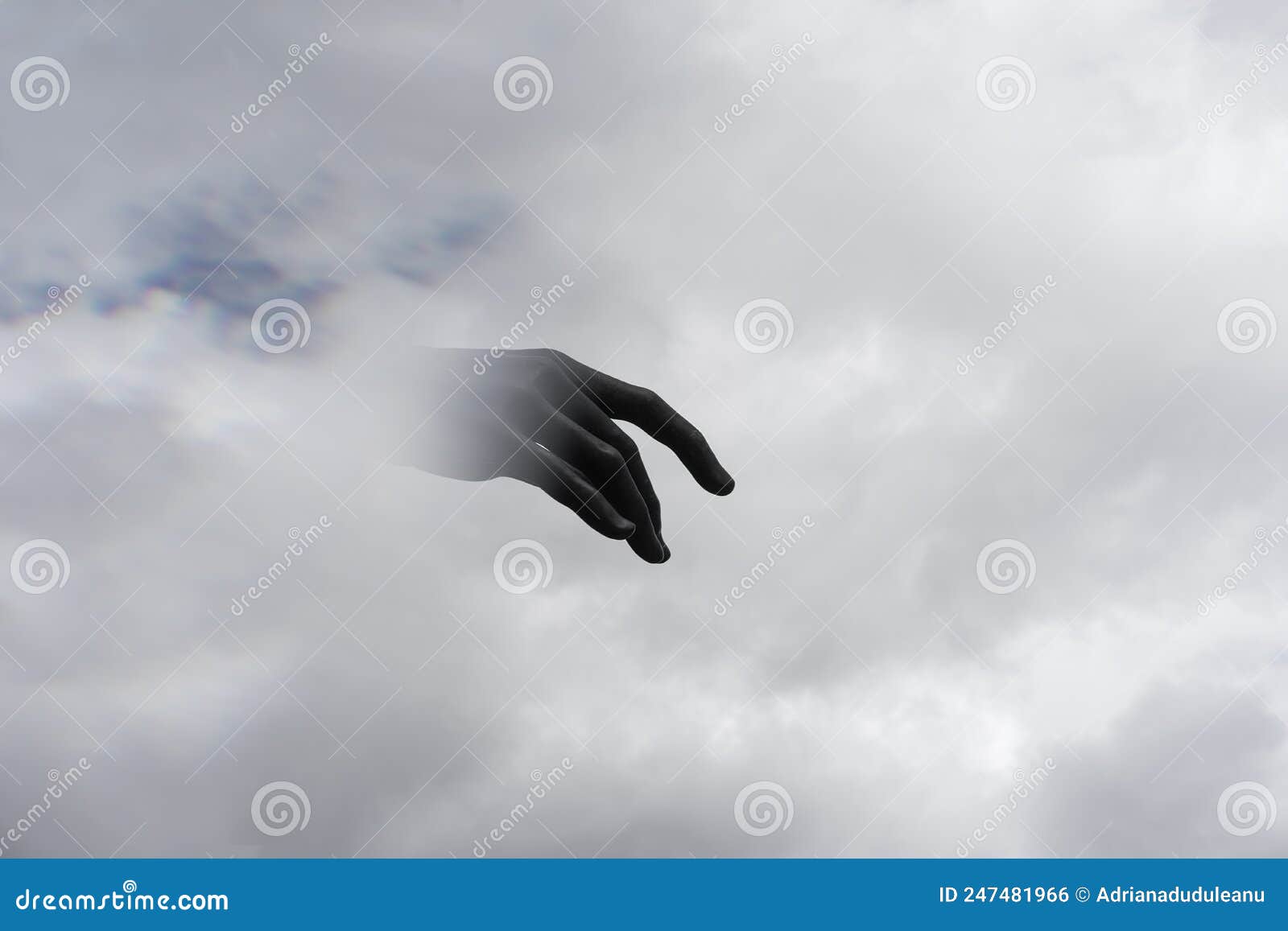 Abstract hand in clouds stock photo. Image of white - 247481966