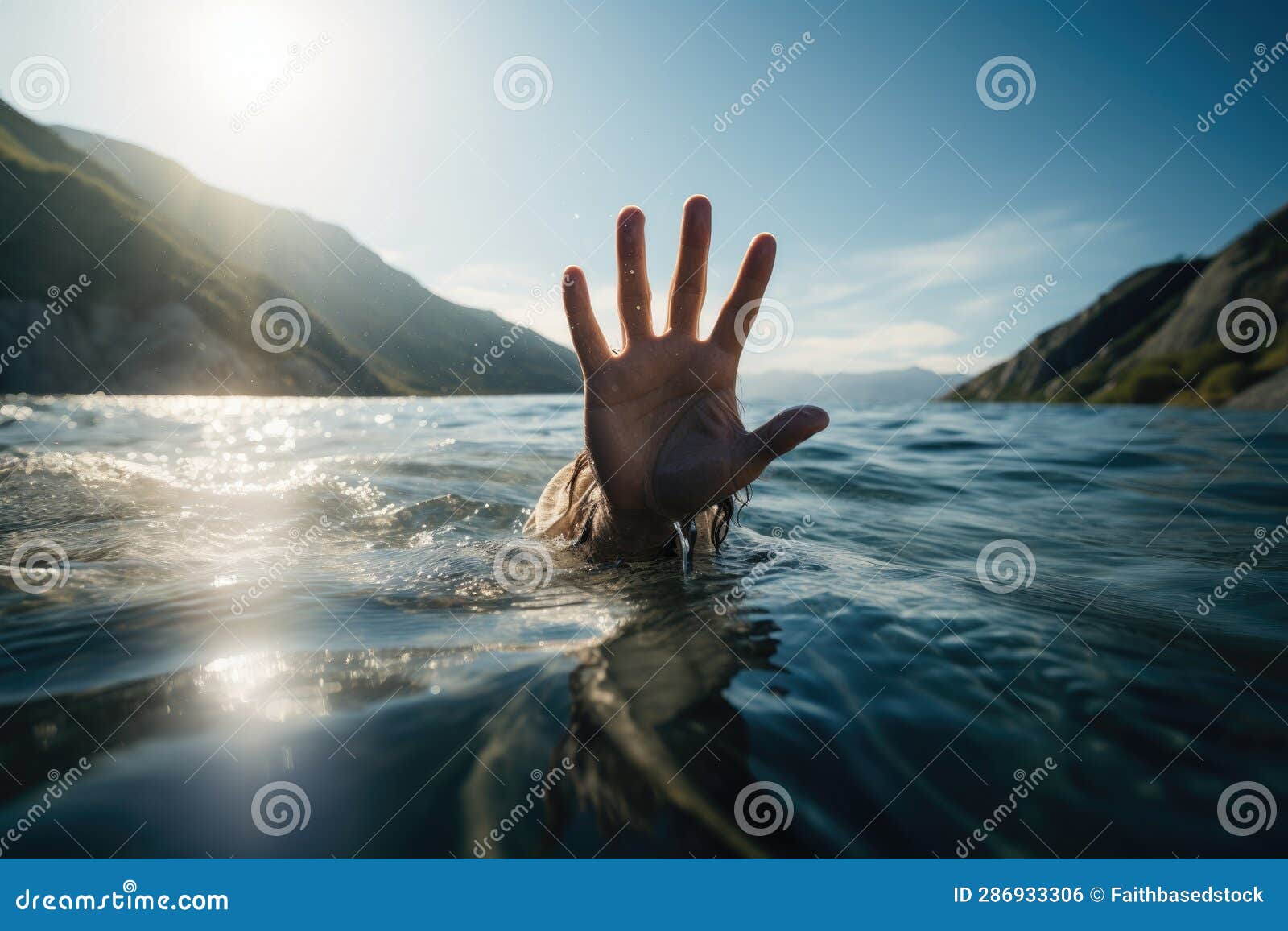 Hand Coming Out of Water. Baptism Stock Illustration - Illustration of ...