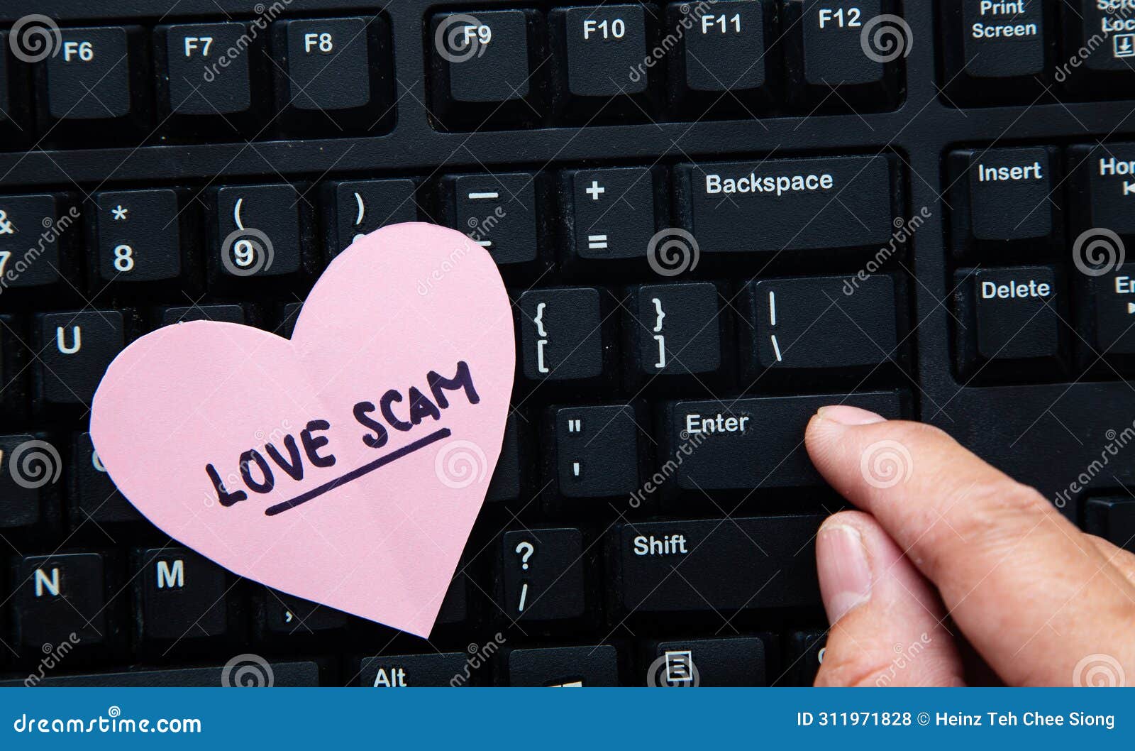 Hand Communicating with Scammer Via Computer Stock Photo - Image of ...