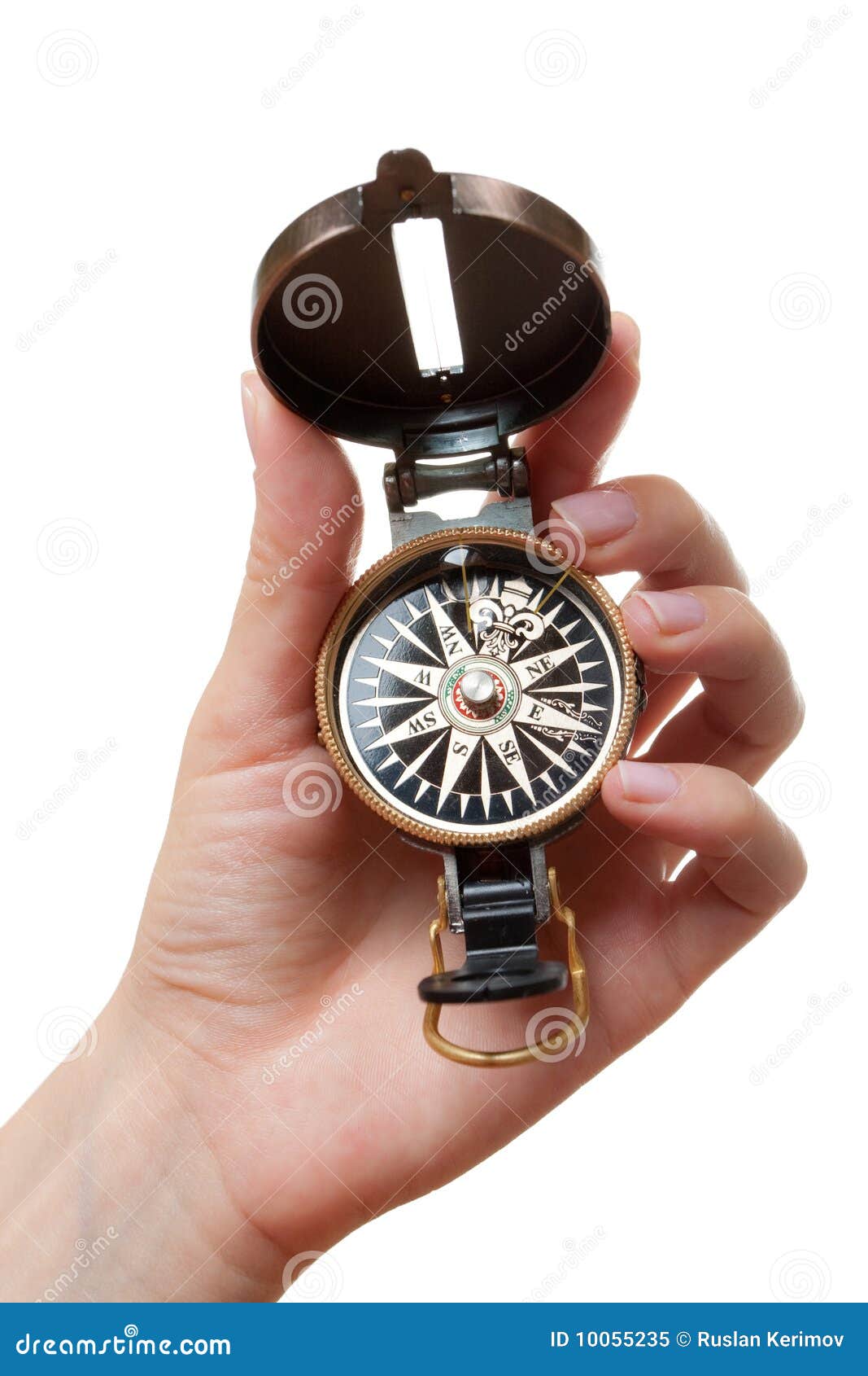 Hand with a compass stock image. Image of indicate, hand - 10055235