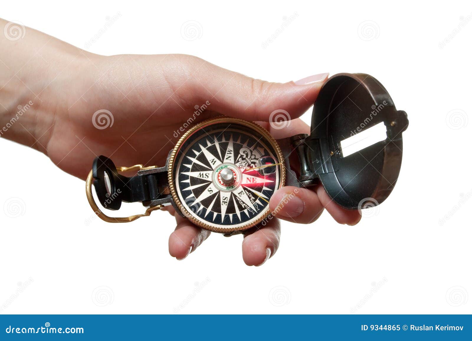 Hand with a compass stock image. Image of geography, navigation - 9344865