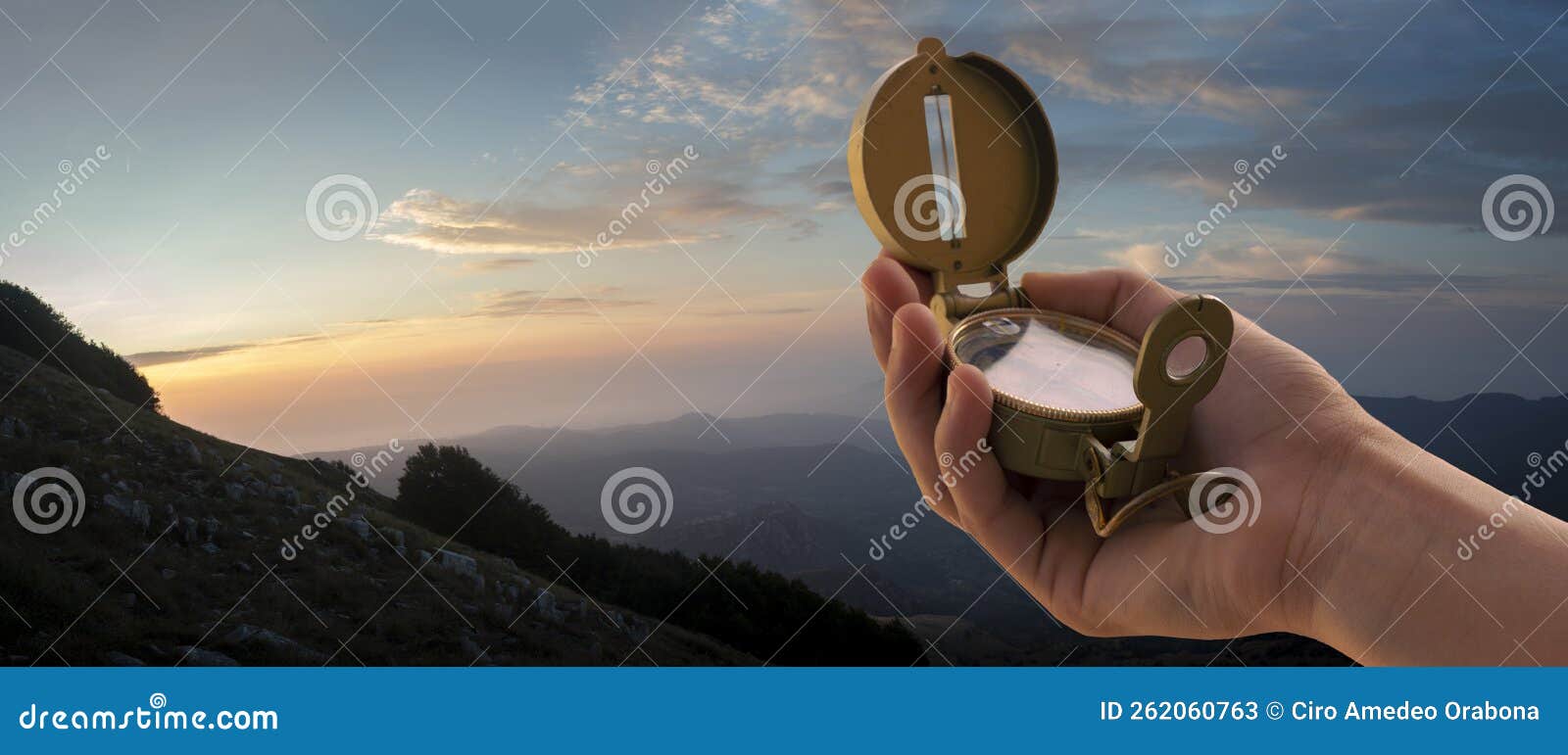 Hand with compass stock image. Image of young, concept - 262060763