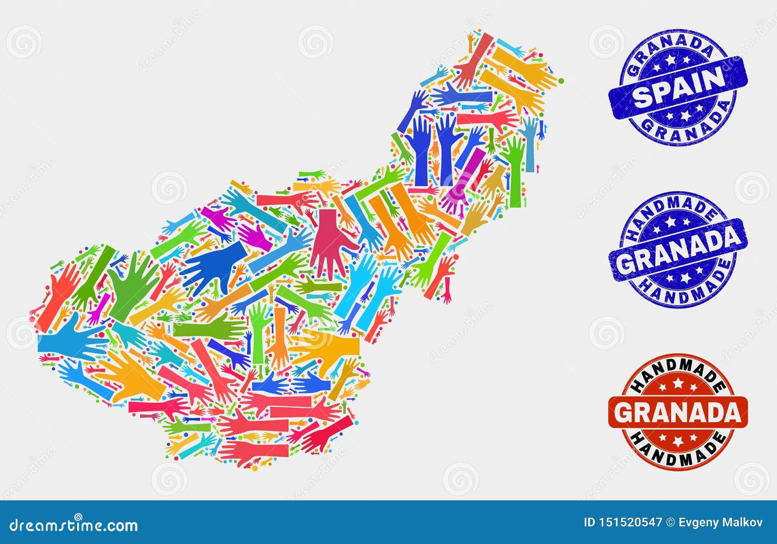 Hand Composition of Granada Province Map and Distress Handmade Stamps ...