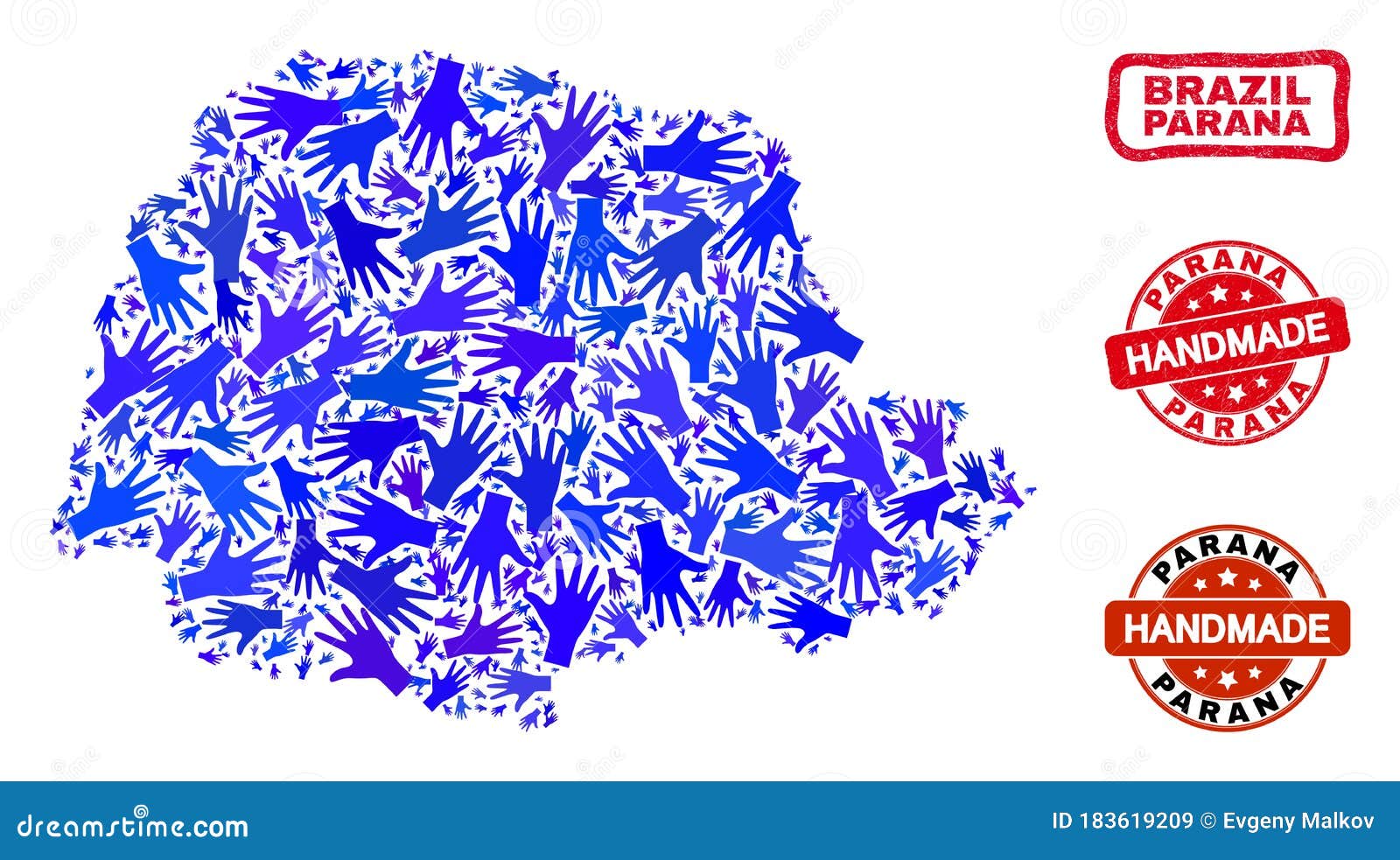 Hand Composition of Parana State Map and Scratched Handmade Seals Stock ...