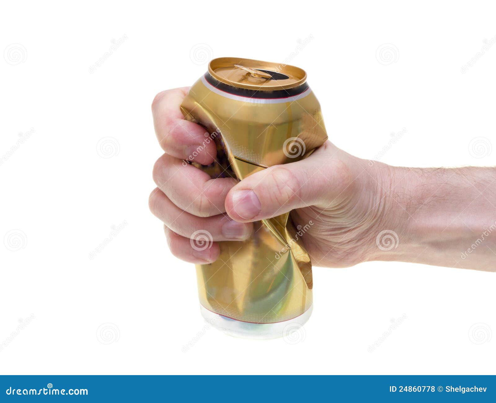 Hand Compressing Empty Can Royalty Free Stock Photos - Image: 24860778