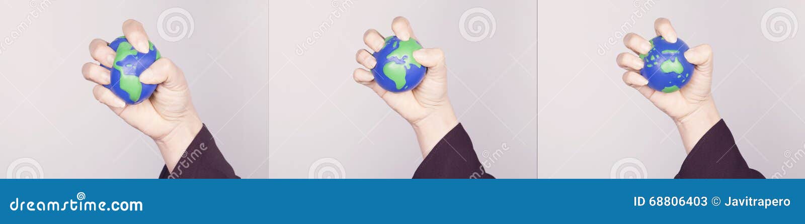 Hand Compressing Planet Earth. Variants of All Continents. Stock Image ...