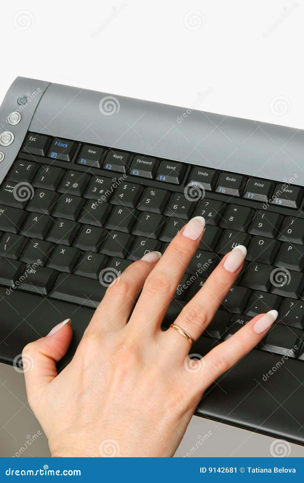 Hand on computer keyboard stock image. Image of hardware - 9142681