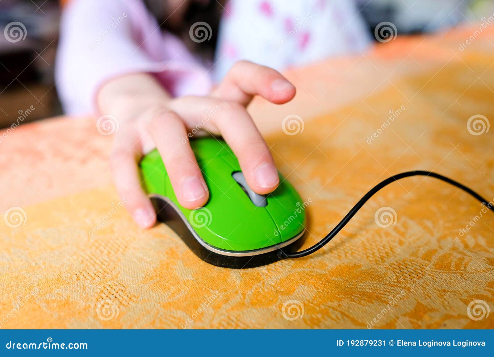 Hand on a Computer Mouse. the Child`s Hand Guides Learning with ...