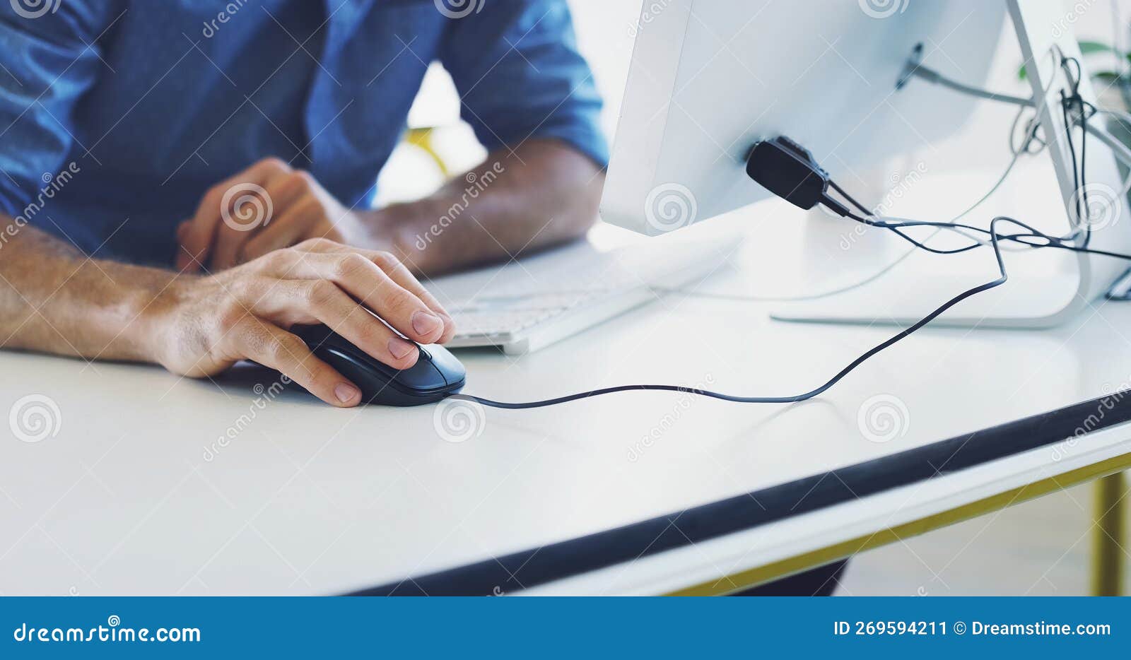 Hand Computer Mouse Or Hacker Man For Cybersecurity App Coding Or Data Analysis In Office